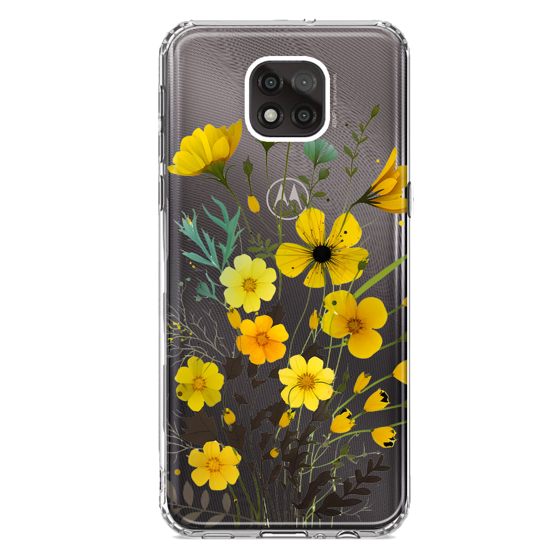For Motorola Moto G Power 2021 Yellow Summer Flowers Floral Hybrid Pro ...